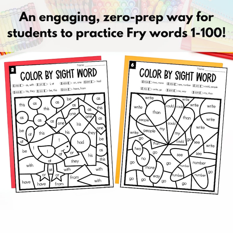 Sight Words Worksheets - Color by Sight Word Year Long Seasonal Bundle ...