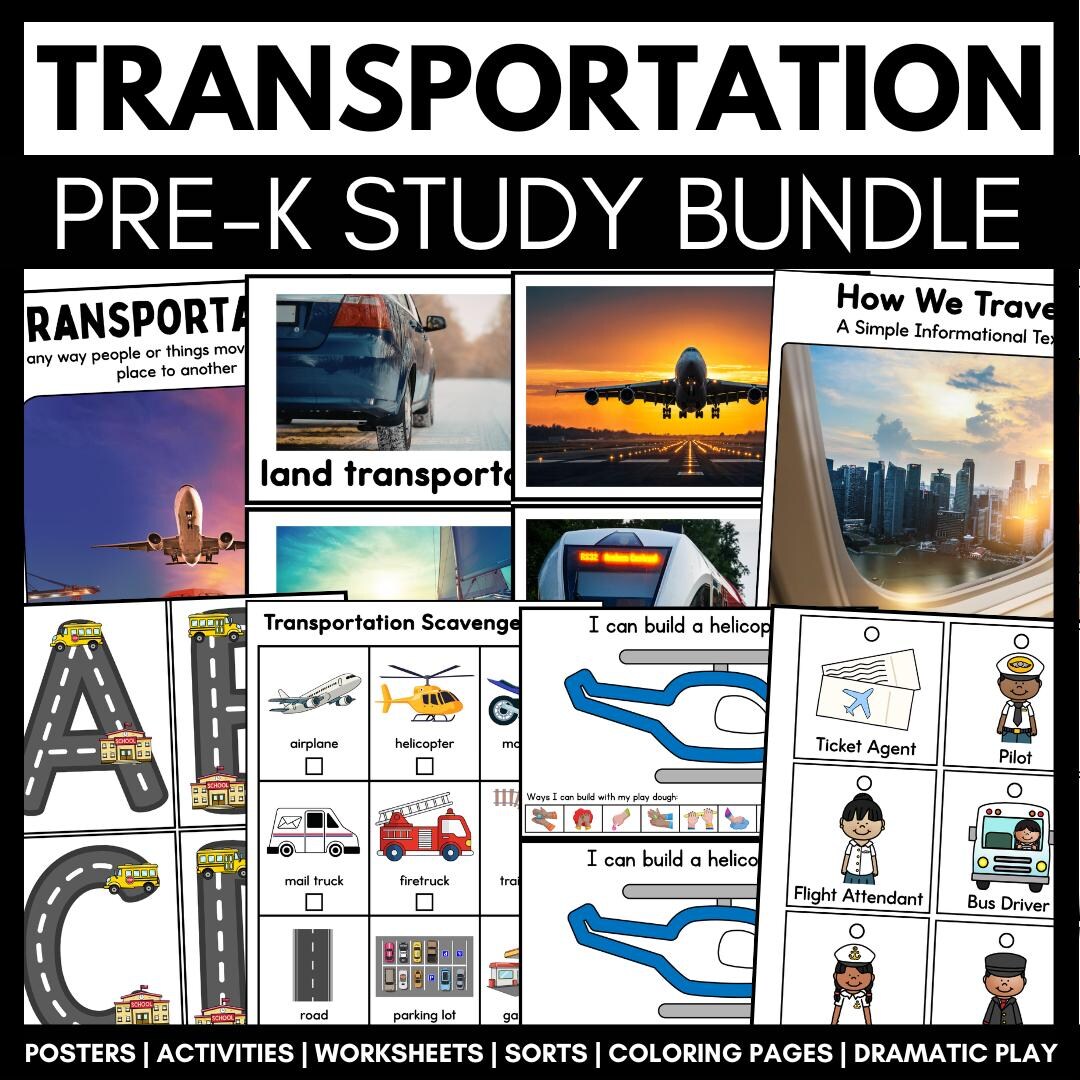 Transportation Study | Complete Pre-k Thematic Unit - Etsy