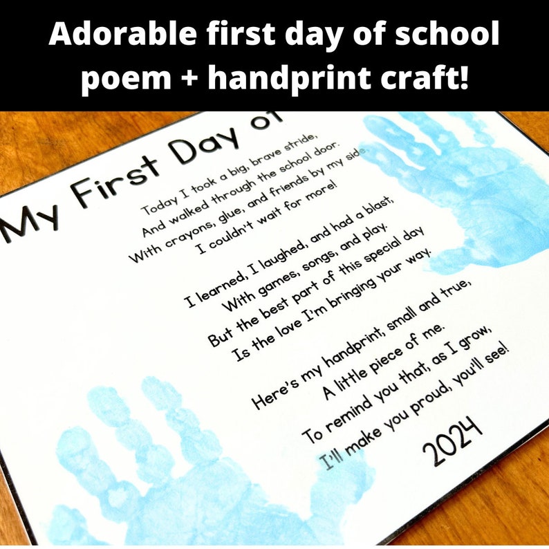 First Day of School Poem and Handprint Craft | Preschool, Pre-k ...