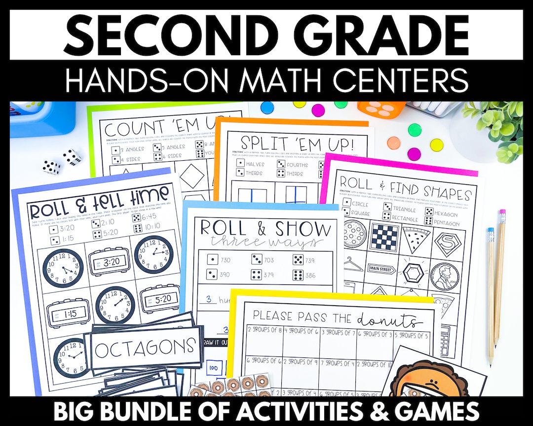 2nd Grade Math Bundle - Math Centers - Hands-on Games and Activities - Etsy