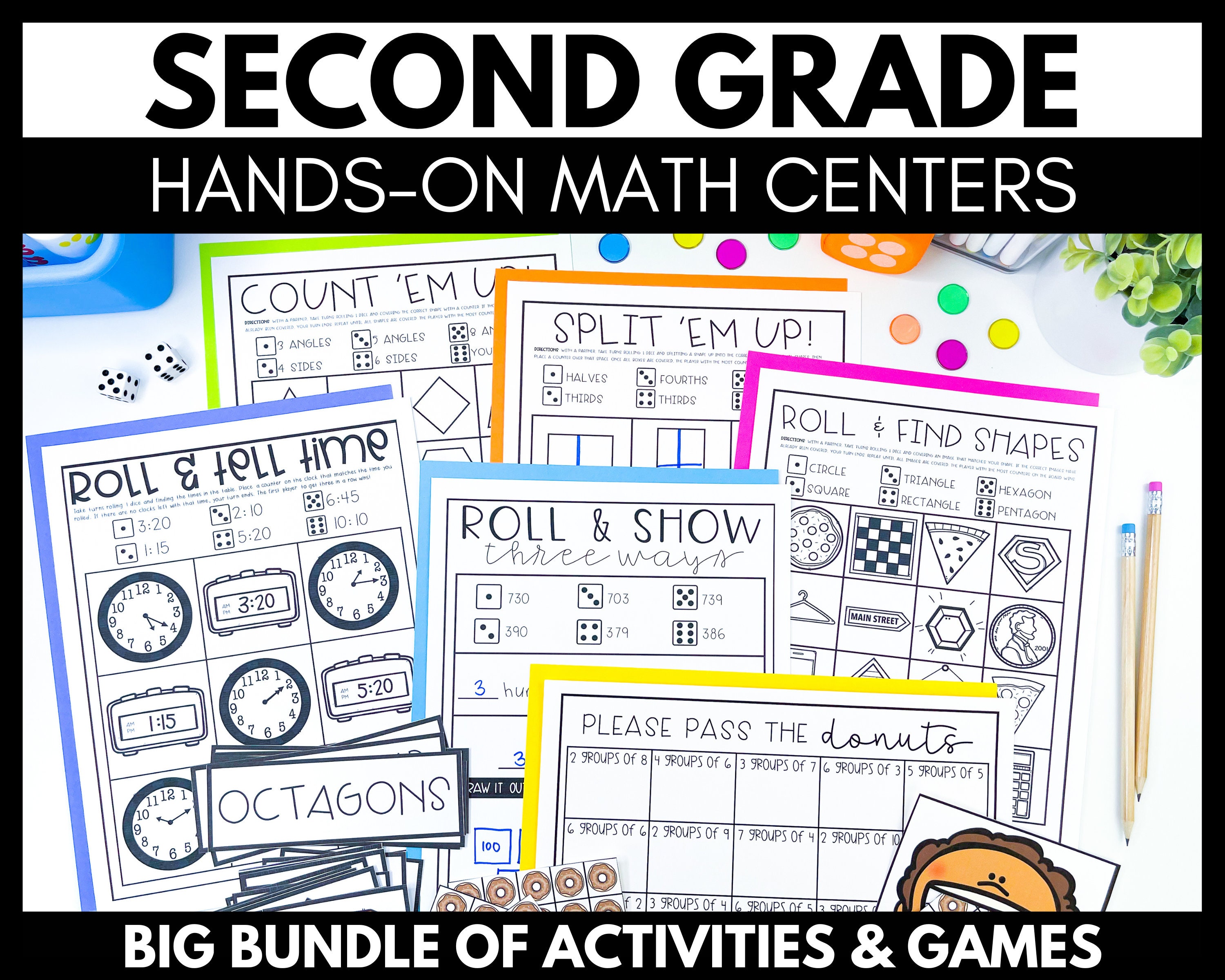 2nd Grade Math Bundle - Math Centers - Hands-on Games and Activities - Etsy