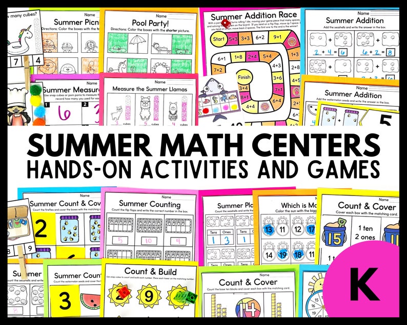 Kindergarten Math Activities and Games for SUMMER Math Centers - Etsy