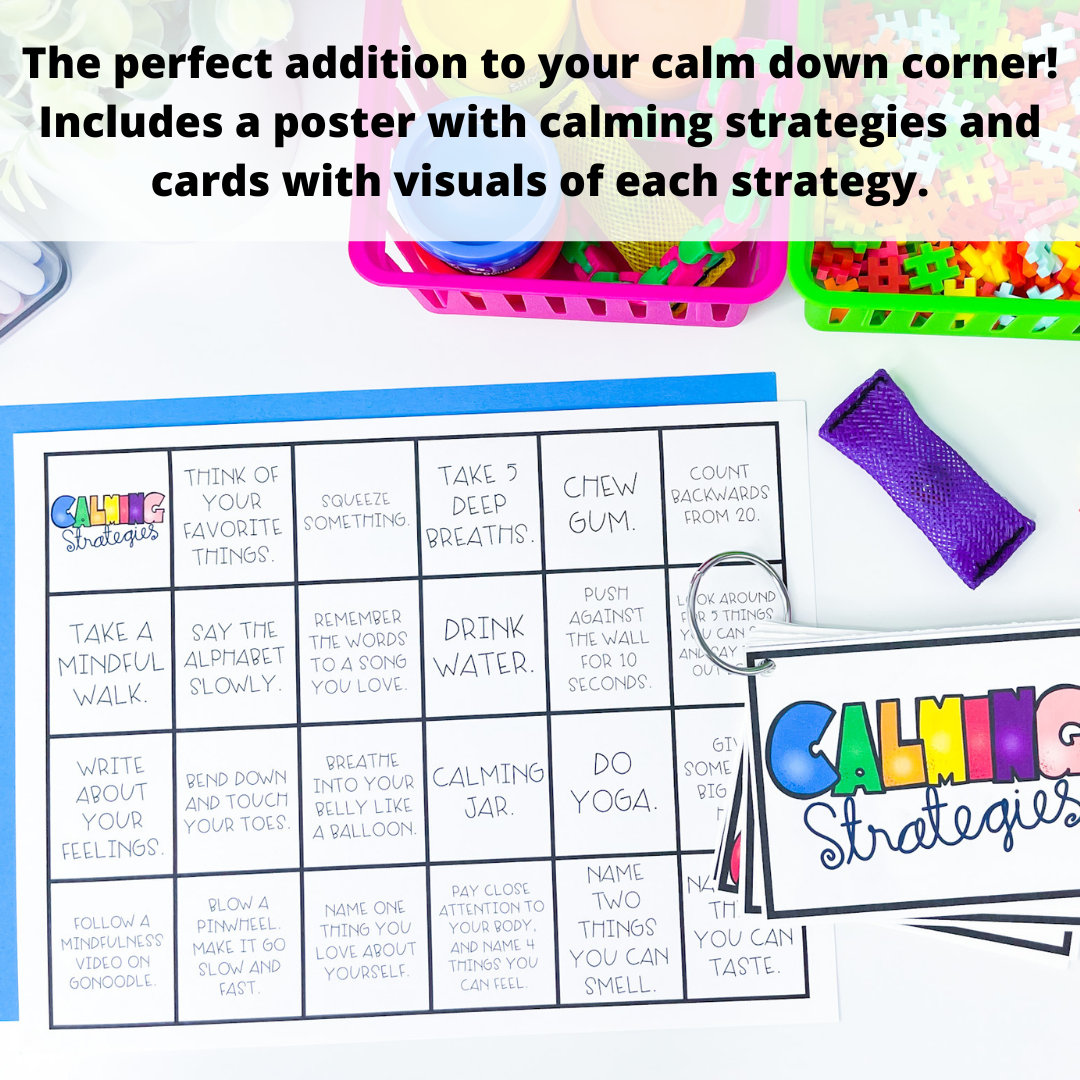 Calming Corner Poster & Cards With Calming Strategies - Calm Down ...