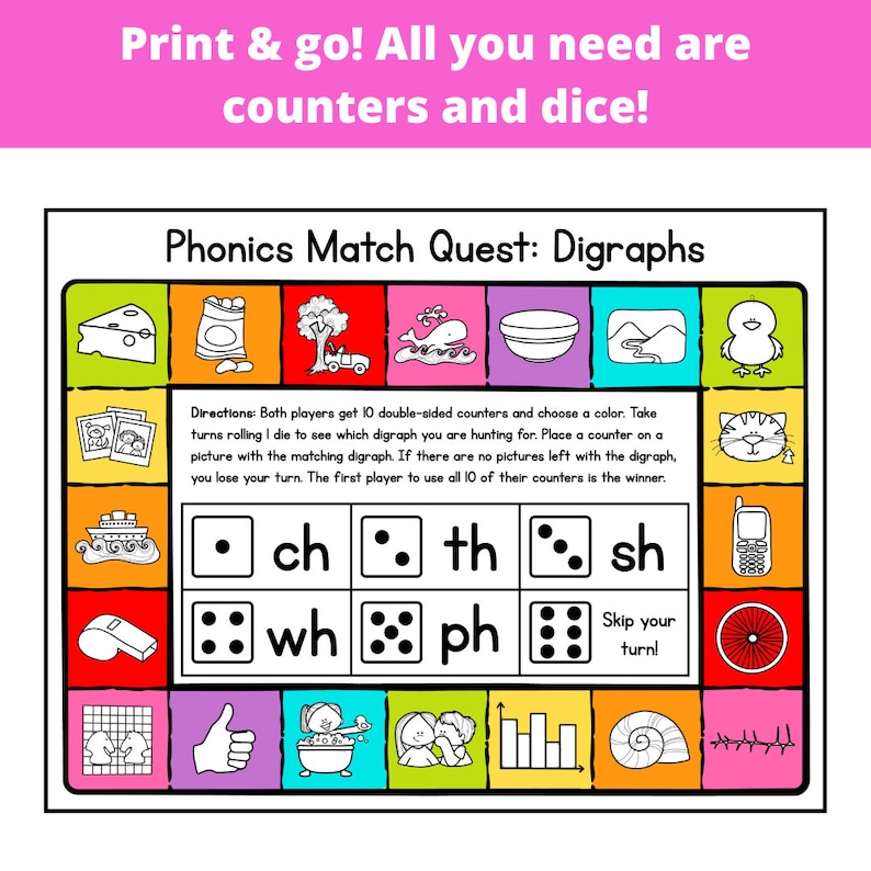 Phonics Board Games for Kindergarten 1st Grade Literacy Centers ...