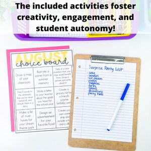 Early Finishers Activities - Monthly Choice Boards for the Entire Year ...