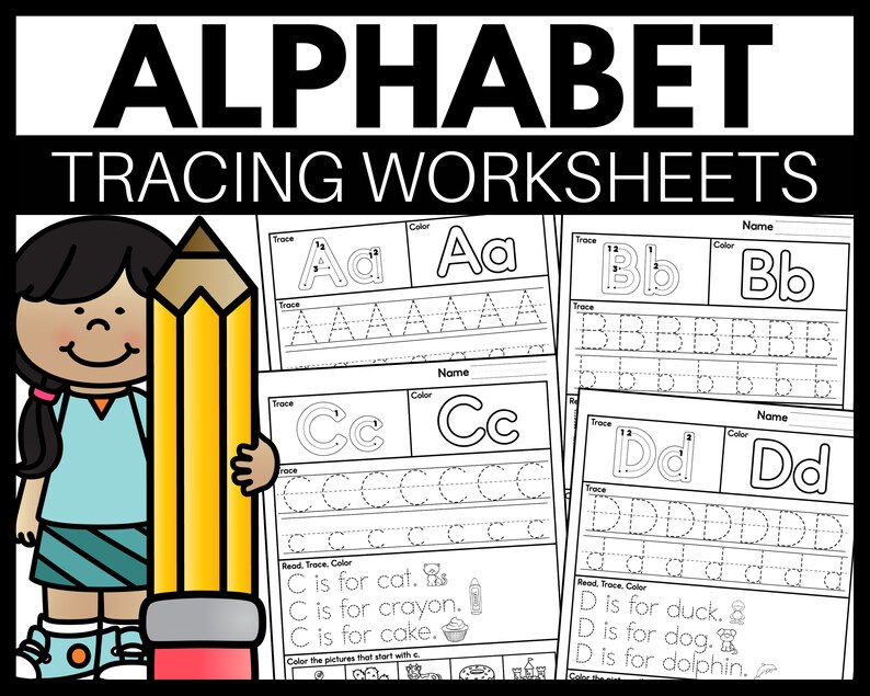 Alphabet Tracing Worksheets – Letter Sounds, Preschool Kindergarten ...