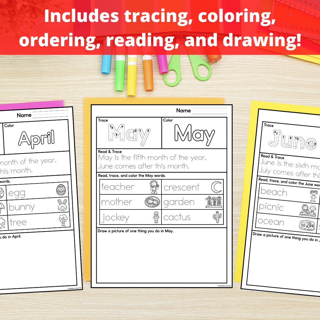 Months of the Year Printables - Kindergarten Morning Work - Etsy