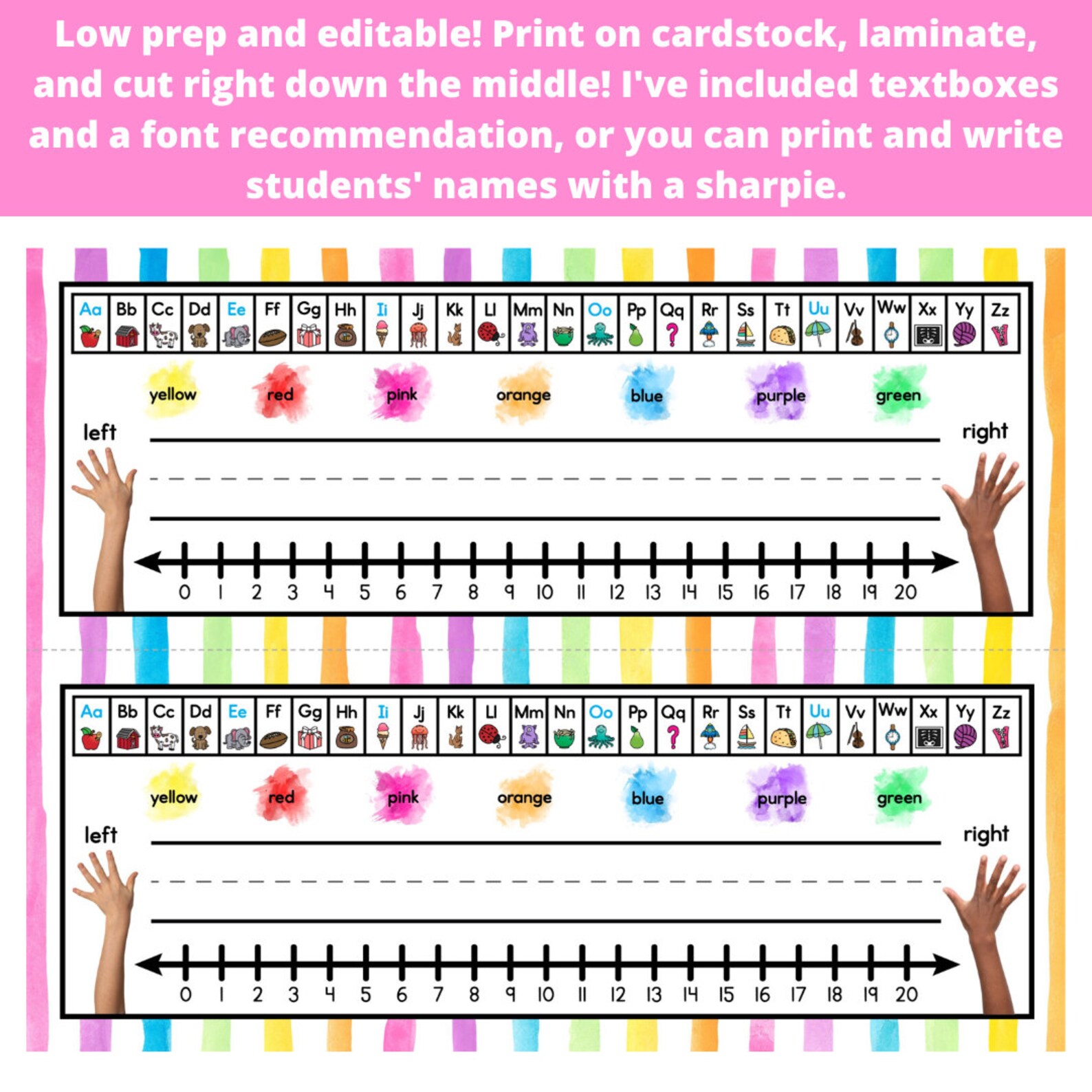 Editable Student Desk Name Tags – Watercolor Primary Name Plates ...