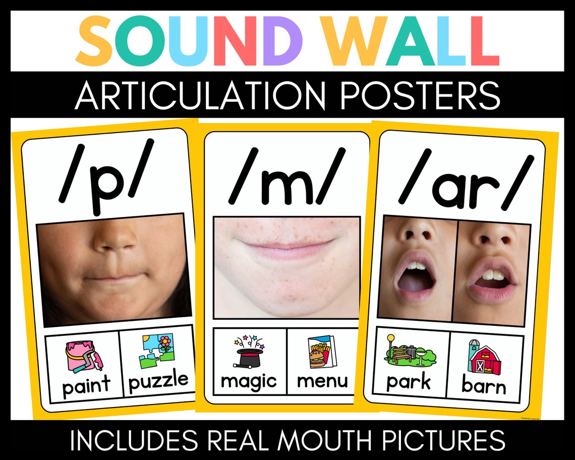 Sound Wall With Mouth Pictures Phoneme Articulation Posters - Digital ...
