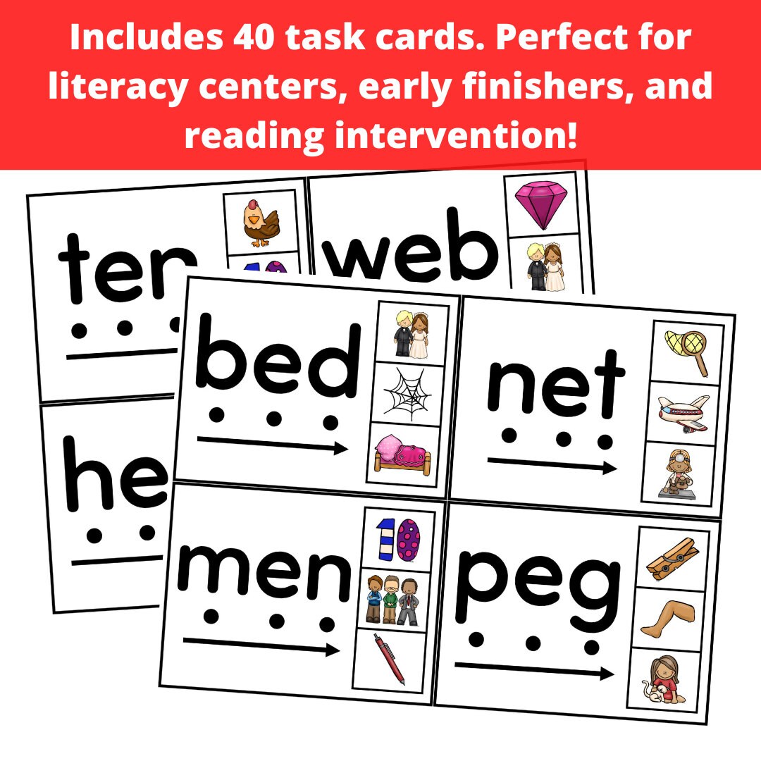 CVC Words - Blending CVC Word Cards for Literacy Centers - Blend & Clip ...