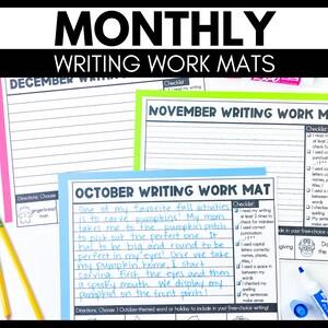 Writing Center Activity - Monthly Writing Work Mats - Etsy