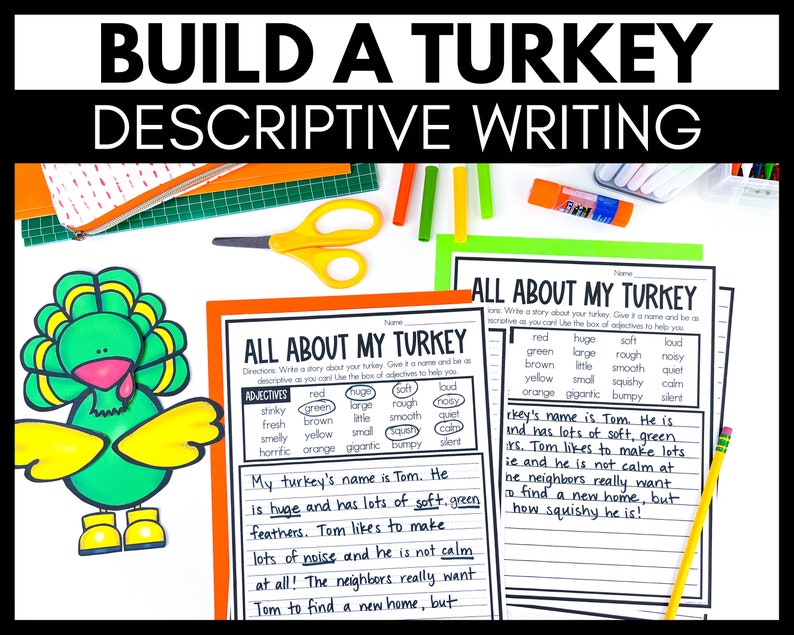 Writing Center Activity - Thanksgiving - Descriptive Writing - Build a ...