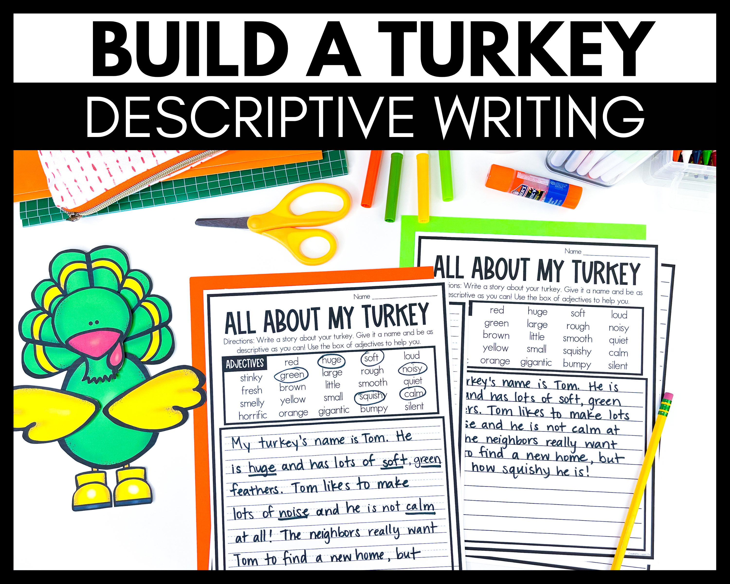 Writing Center Activity - Thanksgiving - Descriptive Writing - Build a ...