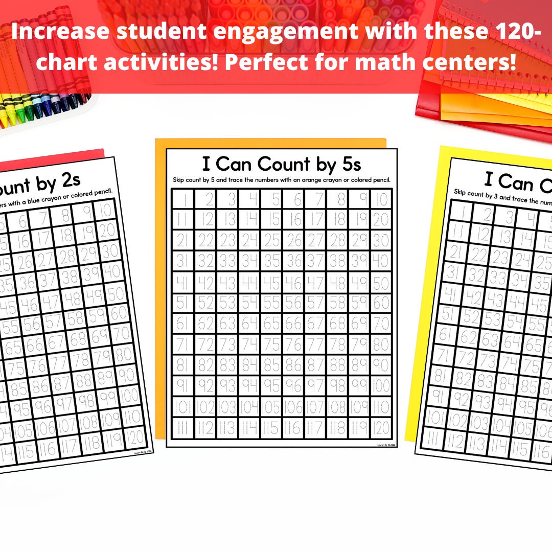 120 Chart Activities for Math Centers - Skip Counting, Tracing Numbers ...
