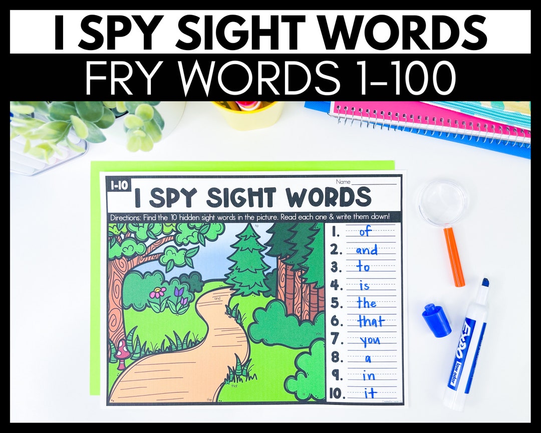 Sight Words Activities - I Spy Sight Words - Fry Words 1-100 - Literacy ...