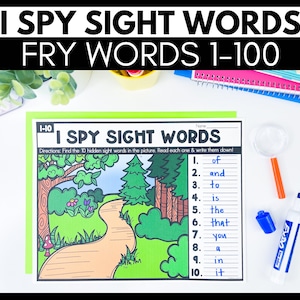 Sight Words Activities - I Spy Sight Words - Fry Words 1-100 - Literacy ...