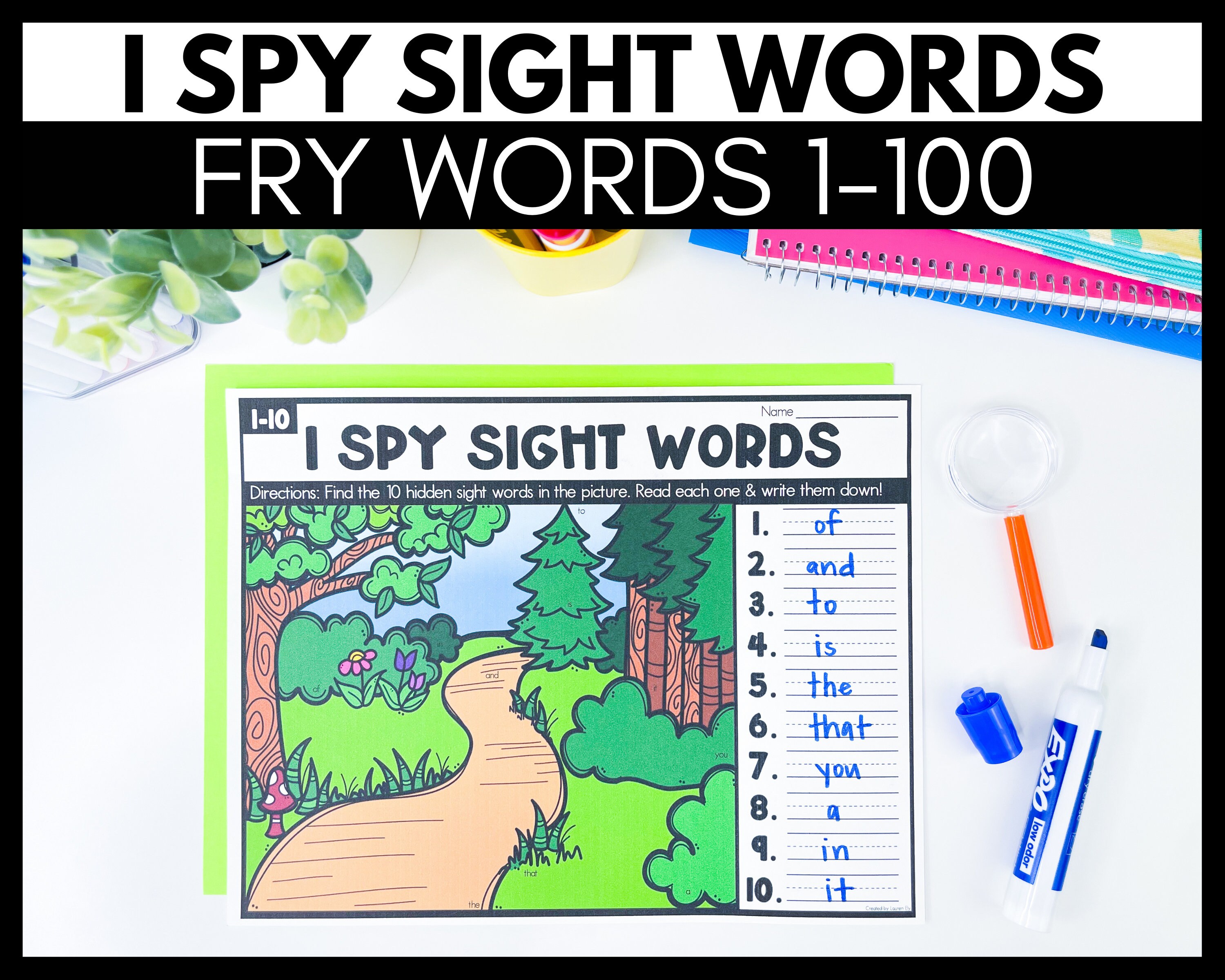 Sight Words Activities I Spy Sight Words Fry Words 1-100 Literacy ...