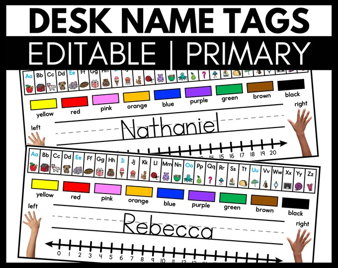 Name Tags for Student Desk - Editable Name Plates for Primary - Student ...