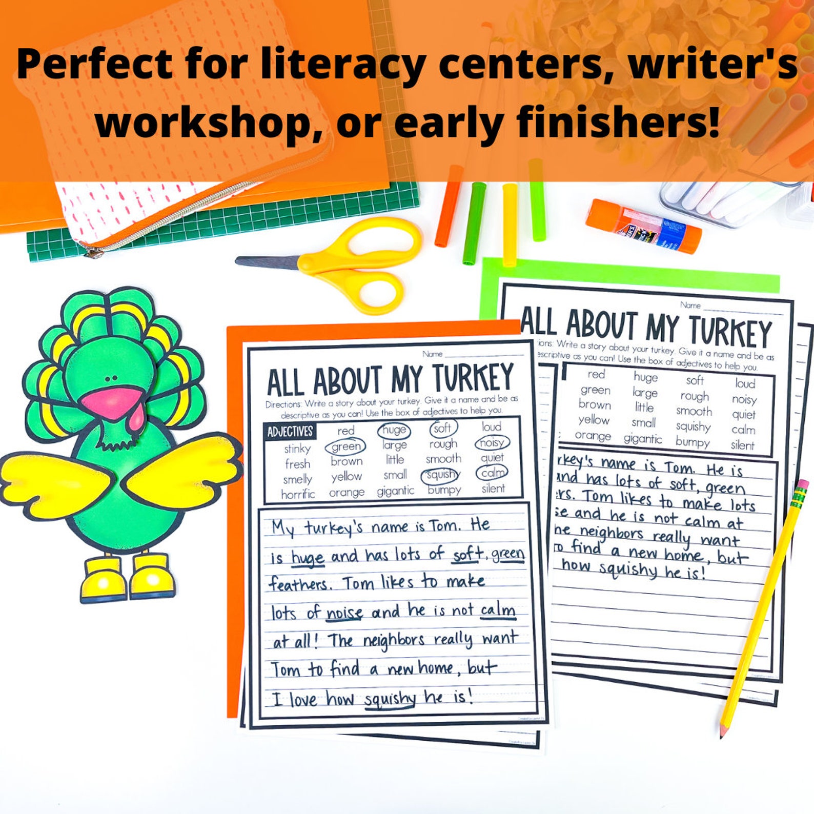 Writing Center Activity - Thanksgiving - Descriptive Writing - Build a ...