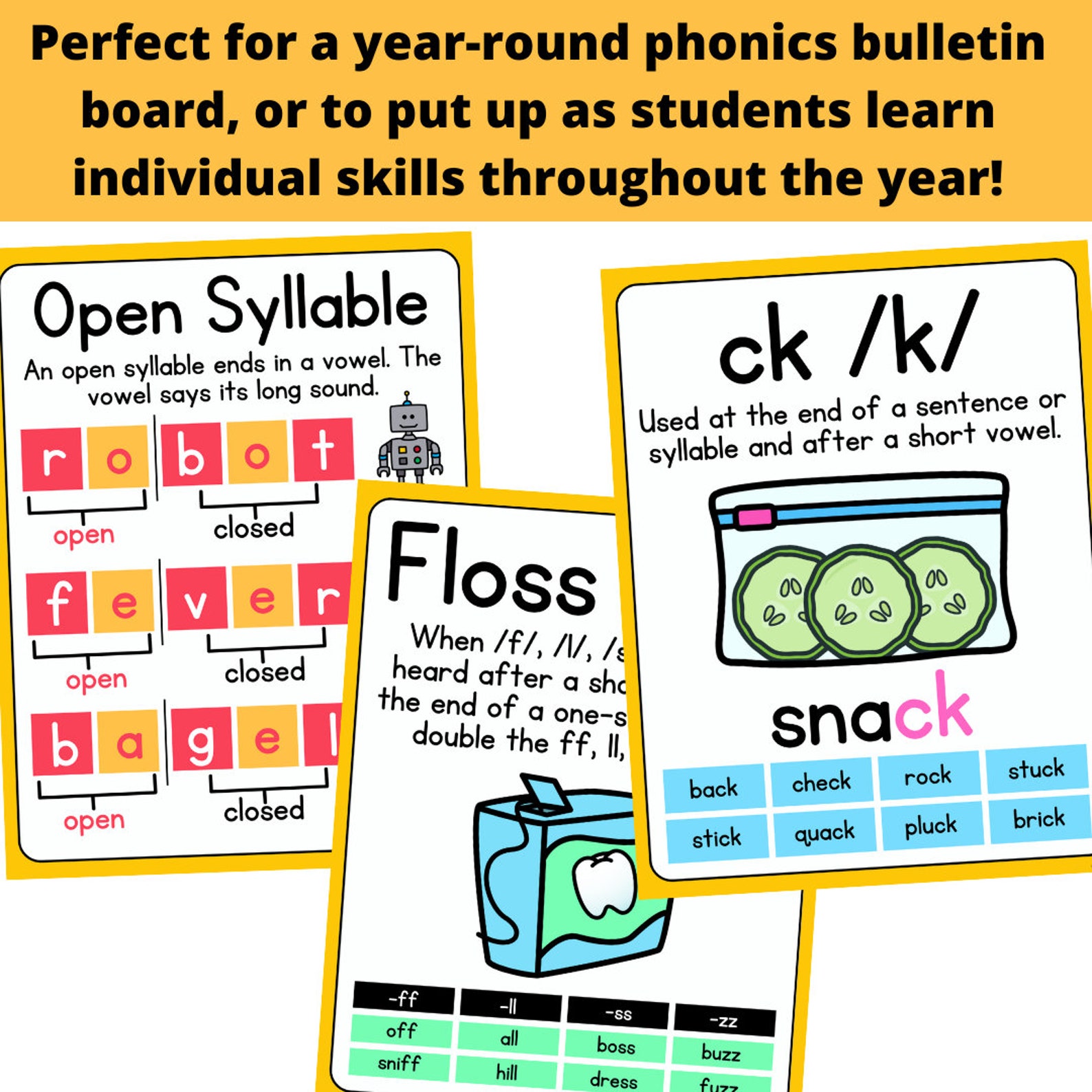 Phonics Posters Science of Reading Alphabet and Phonics Rules and ...
