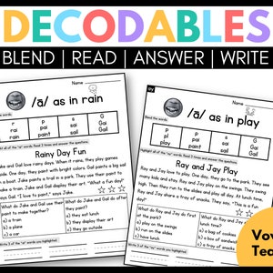 Vowel Teams Decodable Passages With Blending, Comprehension and Writing ...