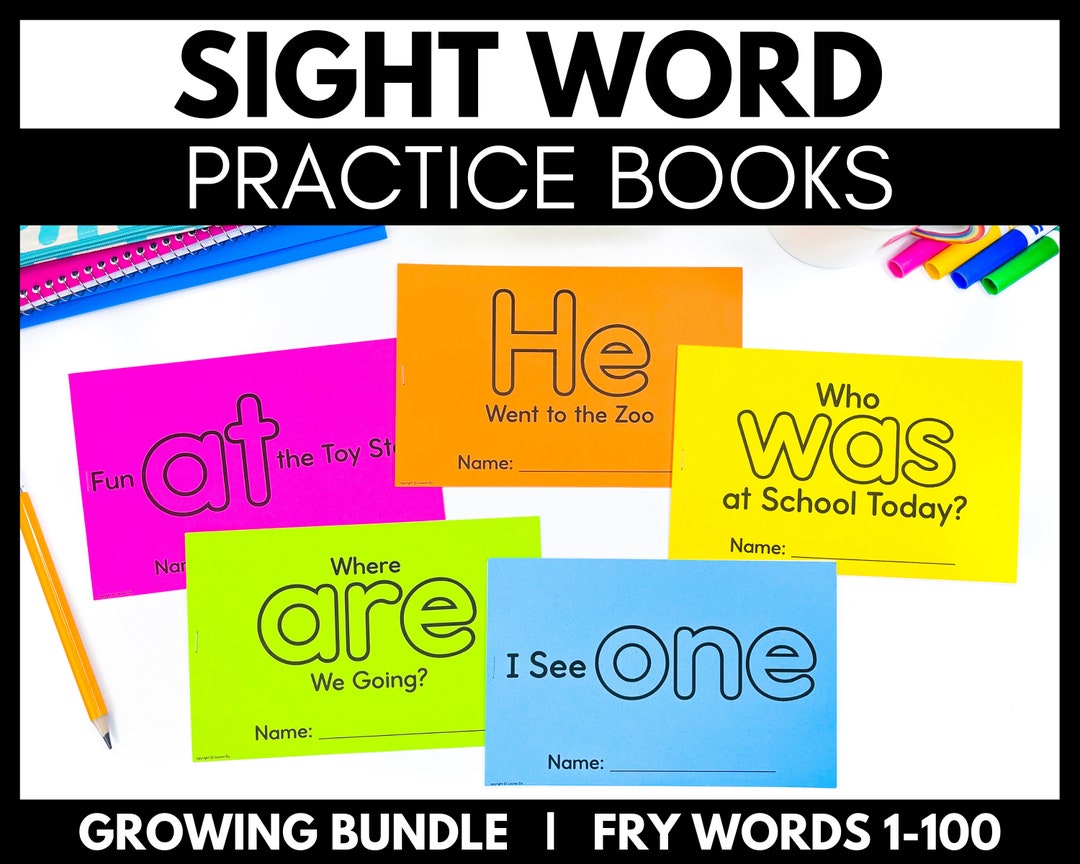 Sight Word Practice Books - Fry Sight Words 1-100 - Reading Fluency ...