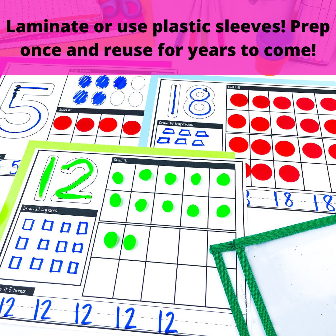 Numbers 1-20 - Work Mats for Kindergarten Math Centers - Etsy