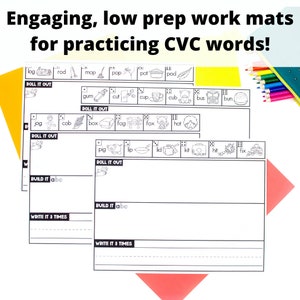 CVC Words - Activity Mats for Kindergarten Literacy Centers - Etsy