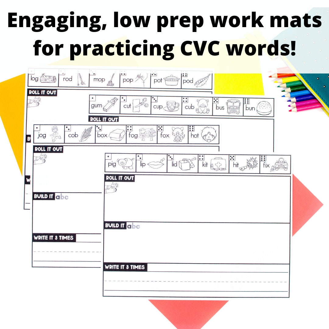 CVC Words - Activity Mats for Kindergarten Literacy Centers - Etsy