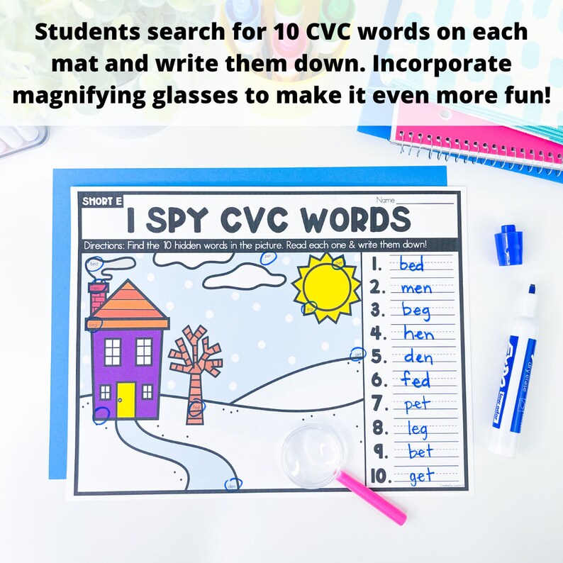 CVC Word Activities - Literacy Center Activities - I Spy CVC Words ...