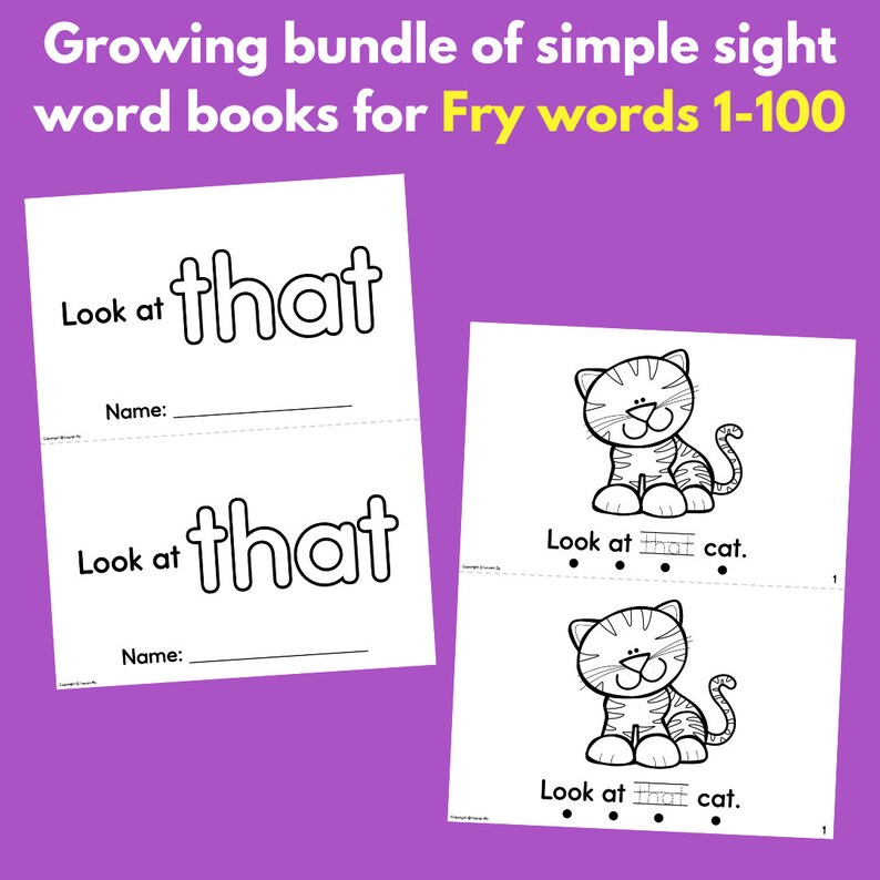 Sight Word Practice Books Fry Sight Words 1-100 Reading Fluency ...