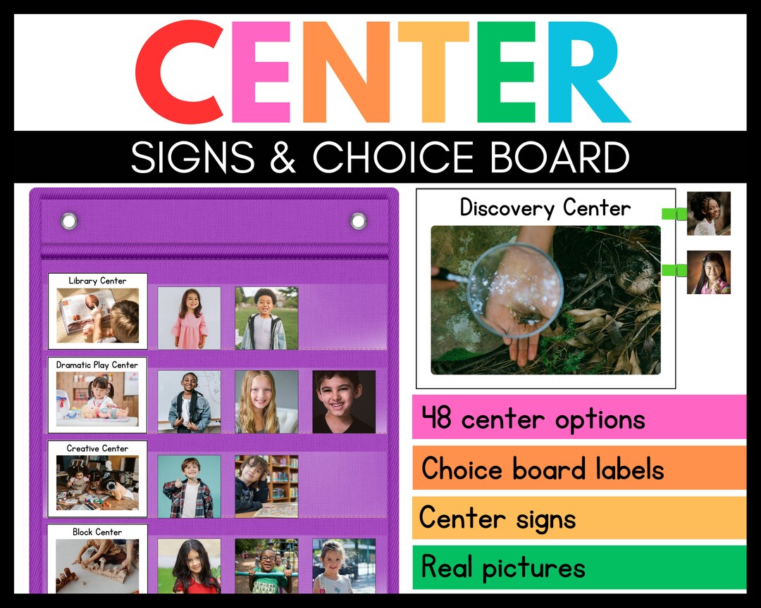 Classroom Center Signs and Choice Board Labels – Pre-k Decor (digital ...