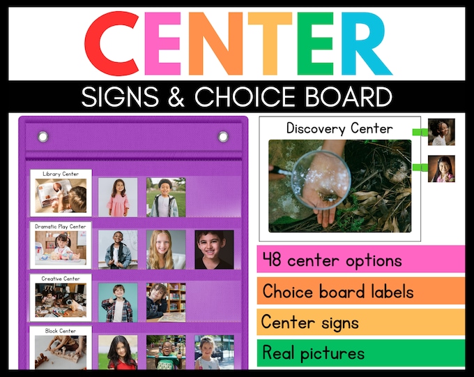 Center Signs and Choice Board Labels for Preschool Pre-k and ...