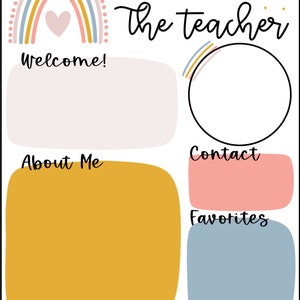 Meet the Teacher Template Editable - Back to School Boho Rainbow - Etsy