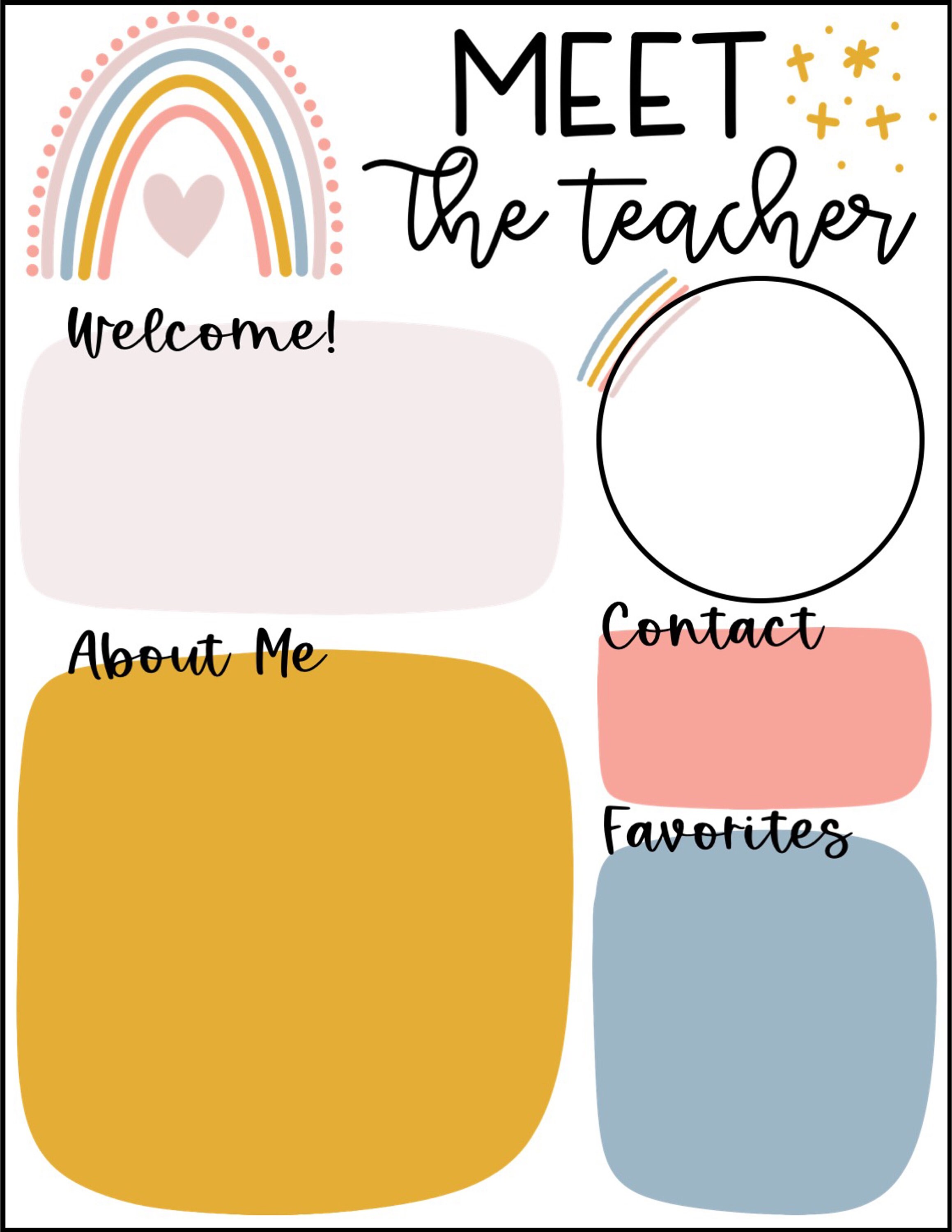 Meet the Teacher Template Editable Back to School Boho Rainbow - Etsy