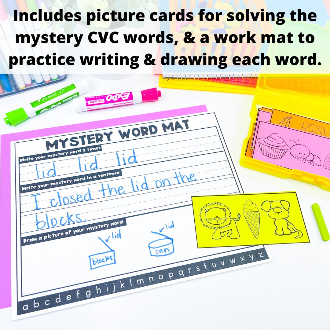 CVC Words - Mystery Word Activity for Kindergarten Literacy Centers - Etsy