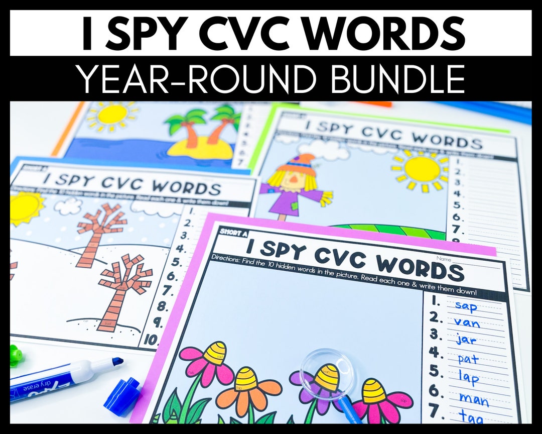 CVC Word Activities - Literacy Center Activities - I Spy CVC Words ...