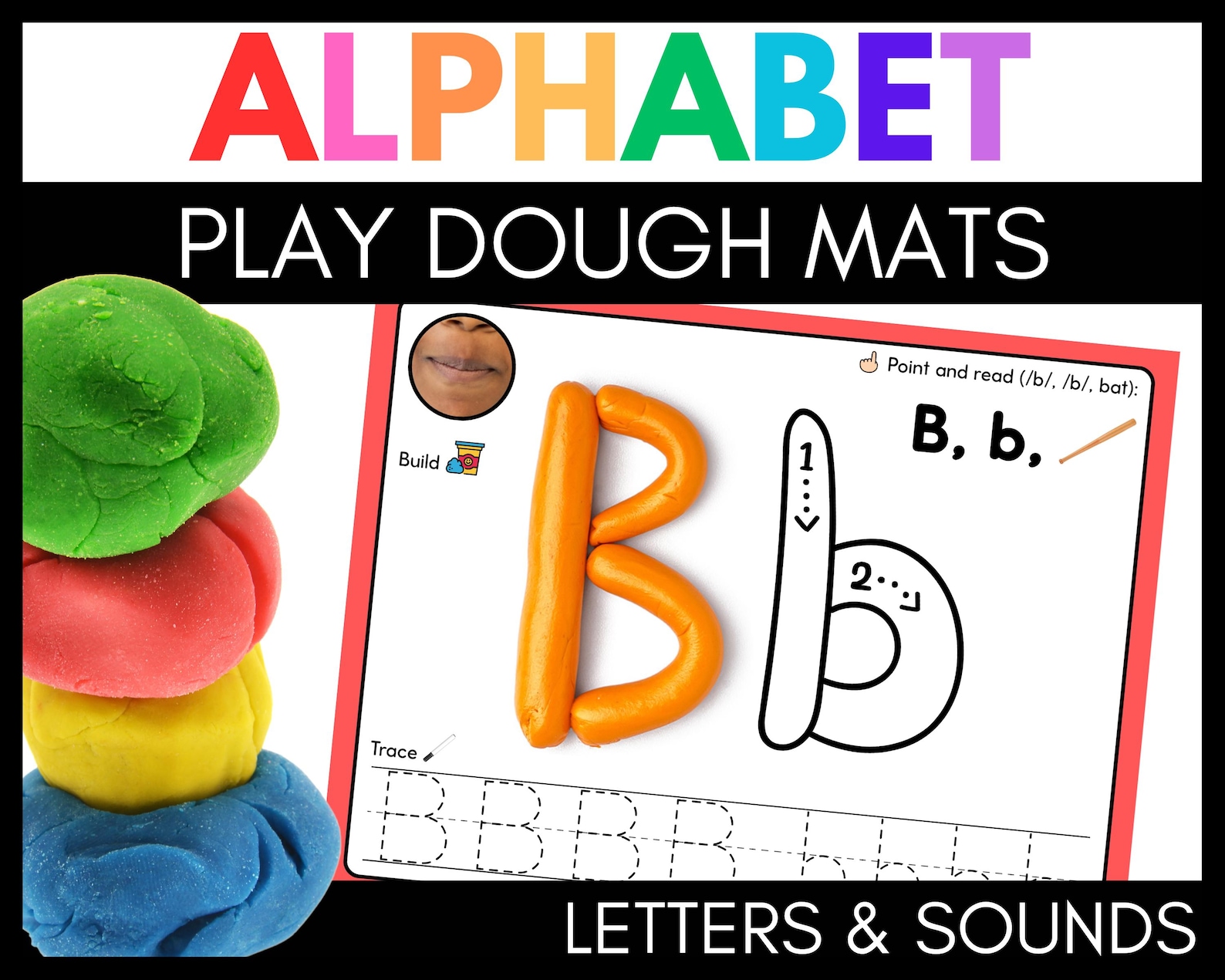 Letters and Sounds Play Dough Mats - Uppercase and Lowercase Alphabet ...