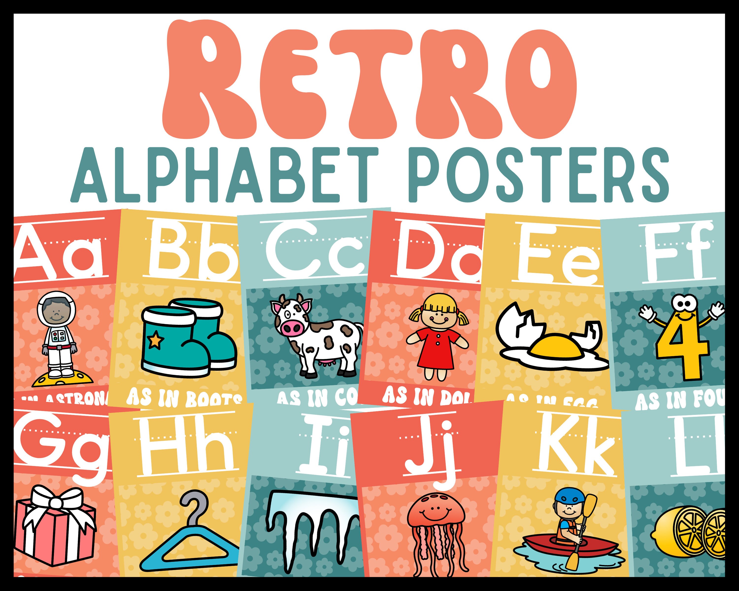 Retro Classroom Posters Alphabet Poster Set Classroom Decor - Etsy