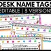 Name Tags for Student Desk Editable Name Plates for Primary Student ...