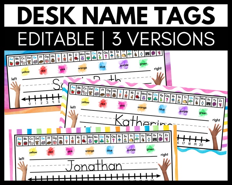Name Tags for Student Desk - Editable Name Plates for Primary - Student ...