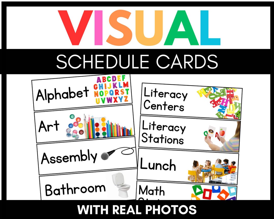 Visual Schedule Cards With Real Photos - Daily Schedule Chart - Digital ...