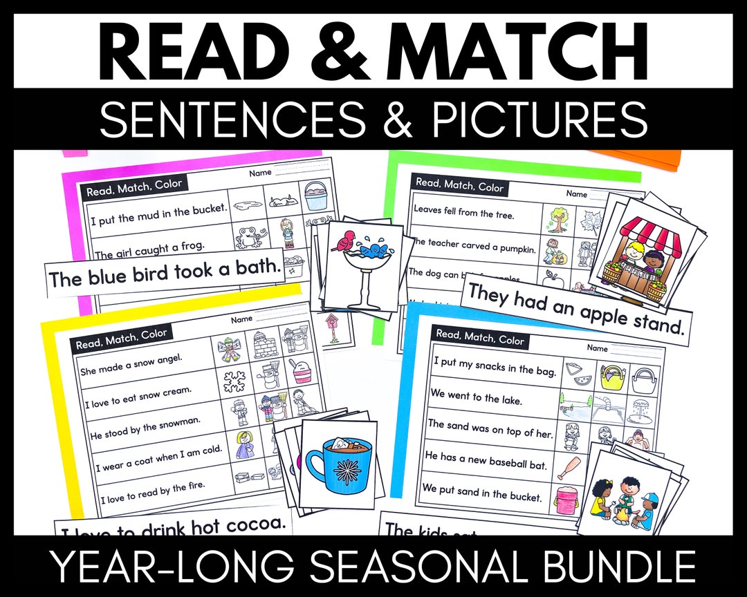 Reading Comprehension Kindergarten Activities - Read & Match Sentences ...