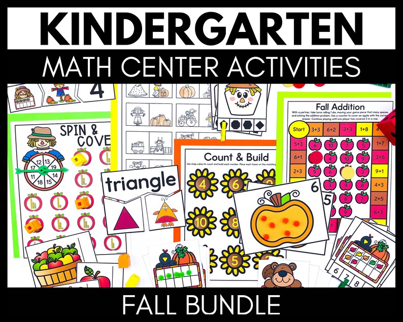 Kindergarten Math Activities and Games for FALL Math Centers - Etsy