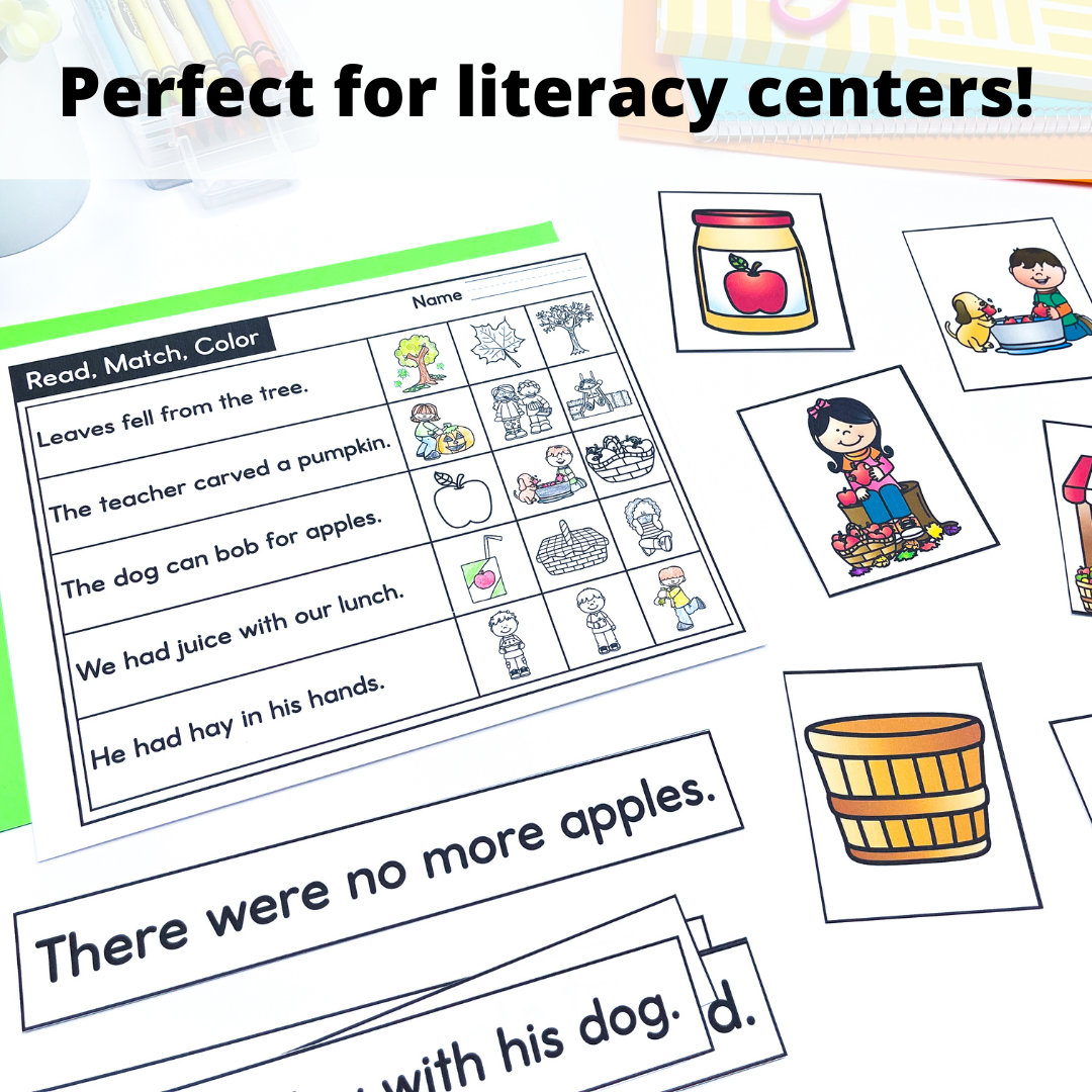 Reading Comprehension Kindergarten Activities Read & Match - Etsy