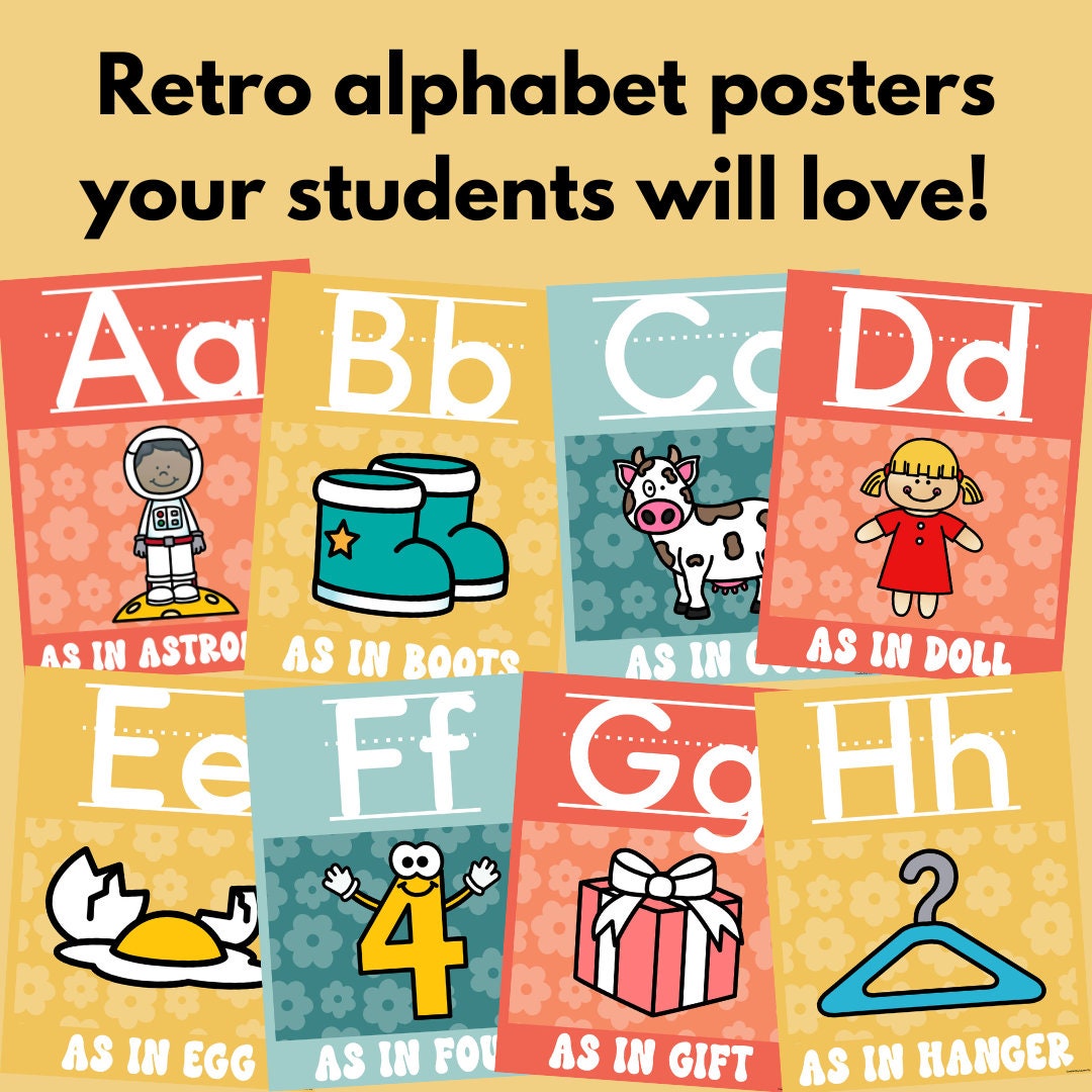 Retro Classroom Posters Alphabet Poster Set Classroom Decor - Etsy