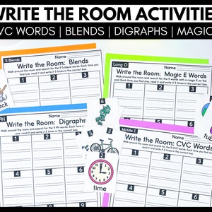 Write the Room Phonics Activities for Kindergarten - CVC Words Blends ...