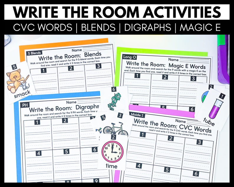 Write the Room Phonics Activities for Kindergarten - CVC Words Blends ...