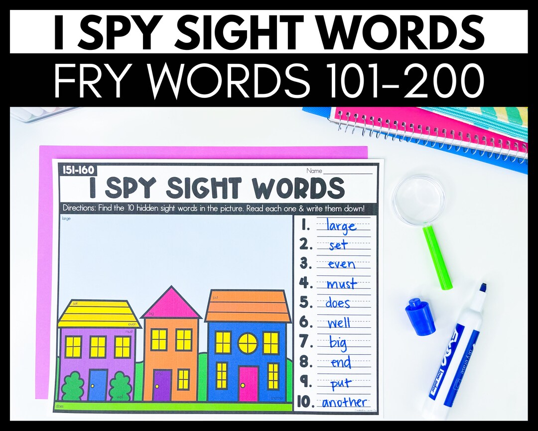 Sight Words Activities - I Spy Sight Words - Fry Words 101-200 ...