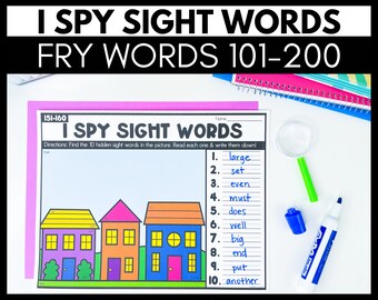 Sight Words Activities - I Spy Sight Words - Fry Words 1-100 - Literacy ...